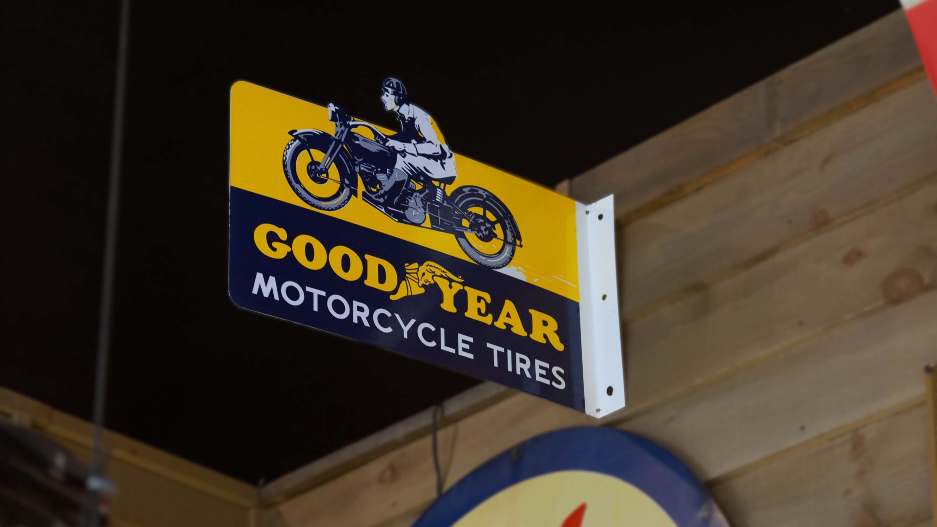 Goodyear Motorcycle Tires Porcelain Flange Sign at The Eddie Vannoy ...