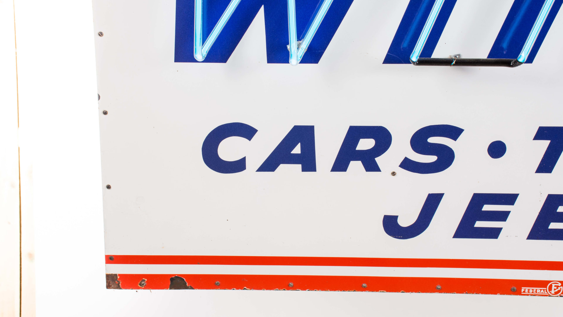 Original 1940s Willys Single-Sided Porcelain Neon Sign 78x36x12 at ...