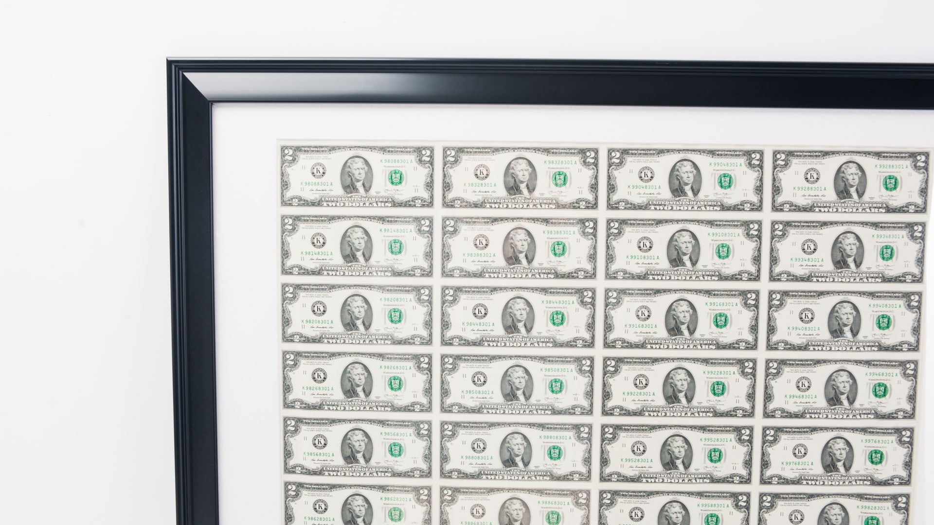 $2 Bills Full Framed Sheet 33x27 at Harrisburg Road Art 2019 as H27 ...