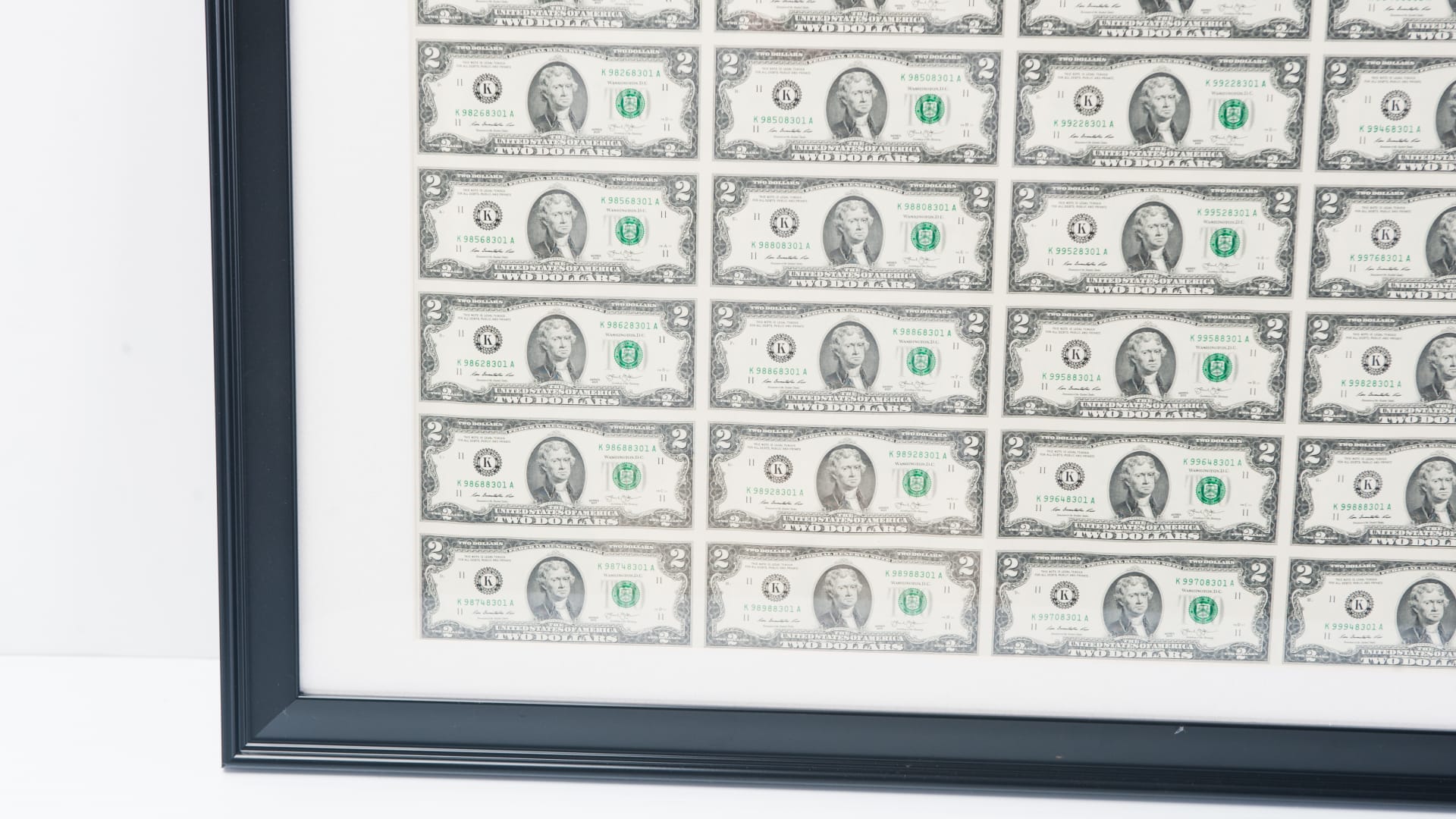 $2 Bills Full Framed Sheet 33x27 at Harrisburg Road Art 2019 as H27 ...