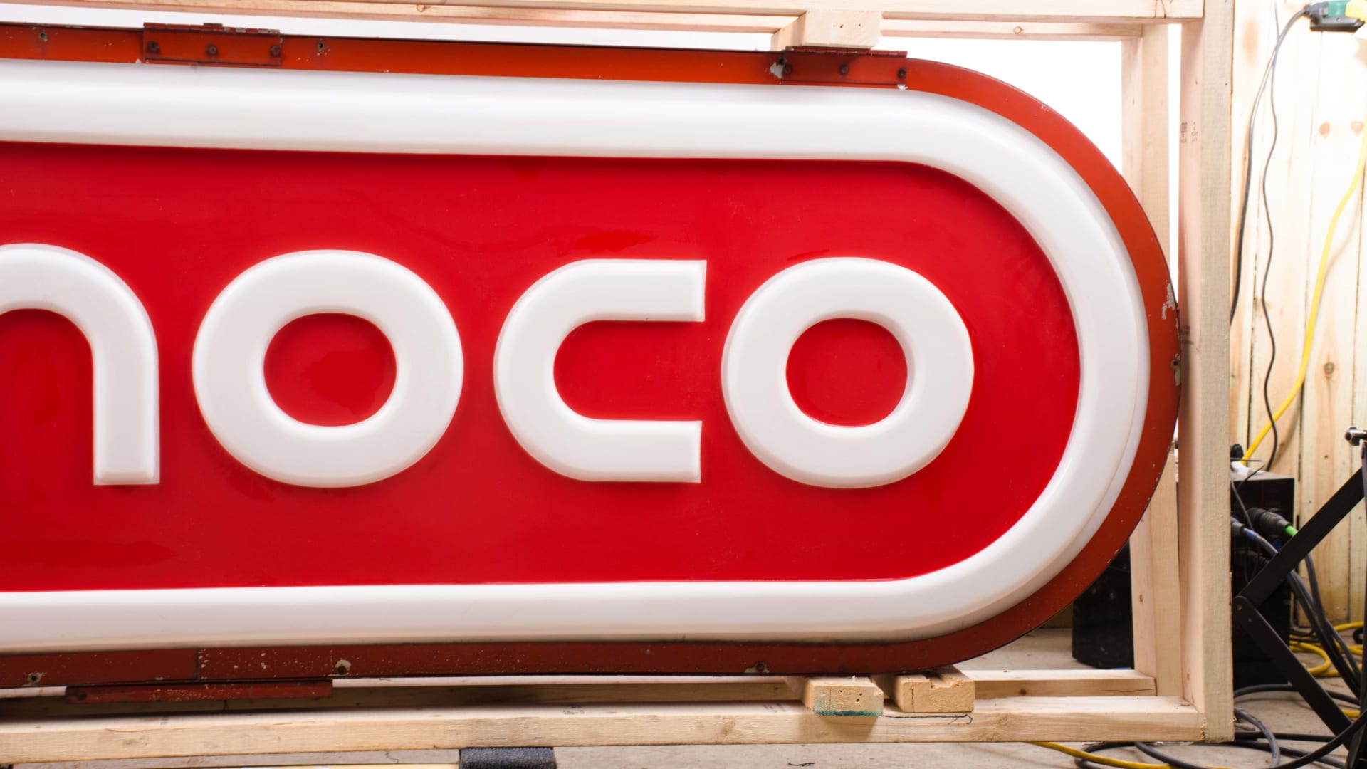 Conoco Double-Sided Lighted Sign 92x31x12 at Indy Road Art 2019 as J199 ...