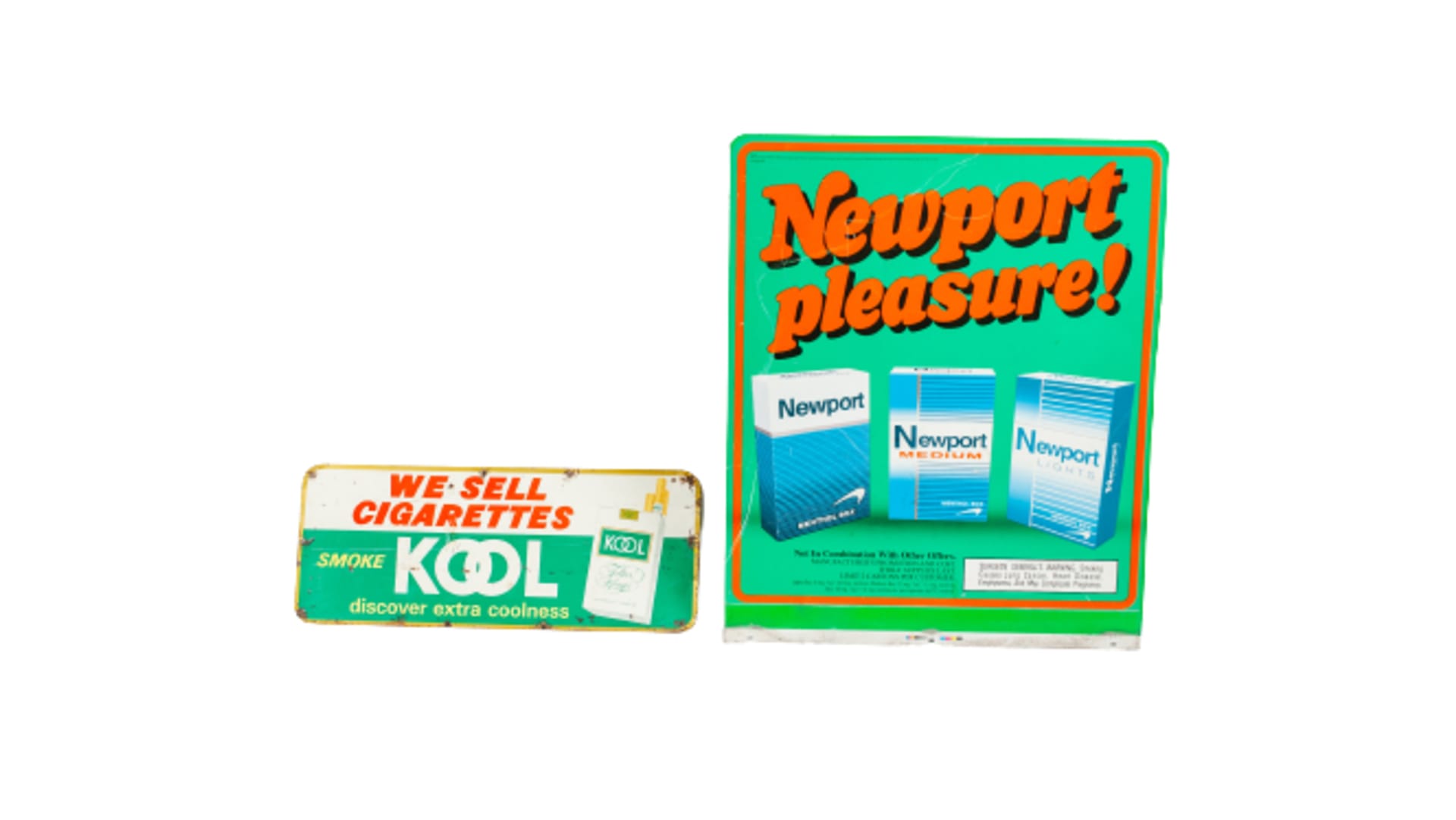 Newport And Kool Tin Signs at Indy Road Art 2021 asM400 - Mecum Auctions