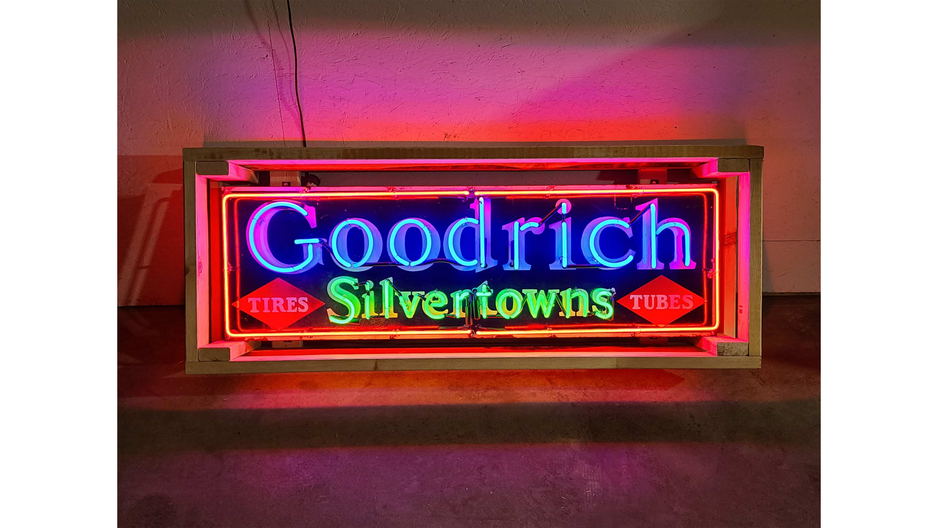 Goodrich Silvertowns Single-Sided Porcelain Neon Sign at Gone Farmin ...