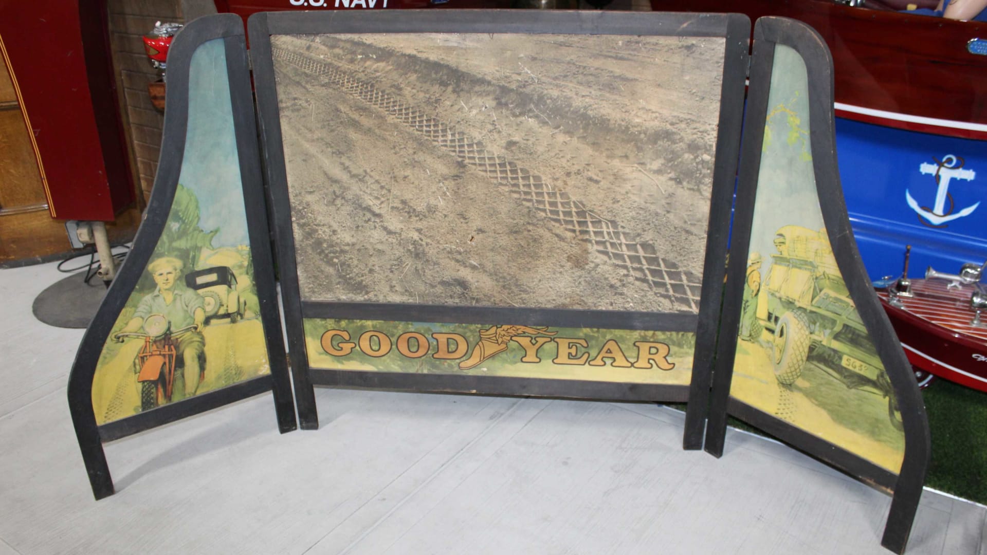 Goodyear Single-Sided Tri-Fold Sign at Indy 2023 as M147 - Mecum Auctions
