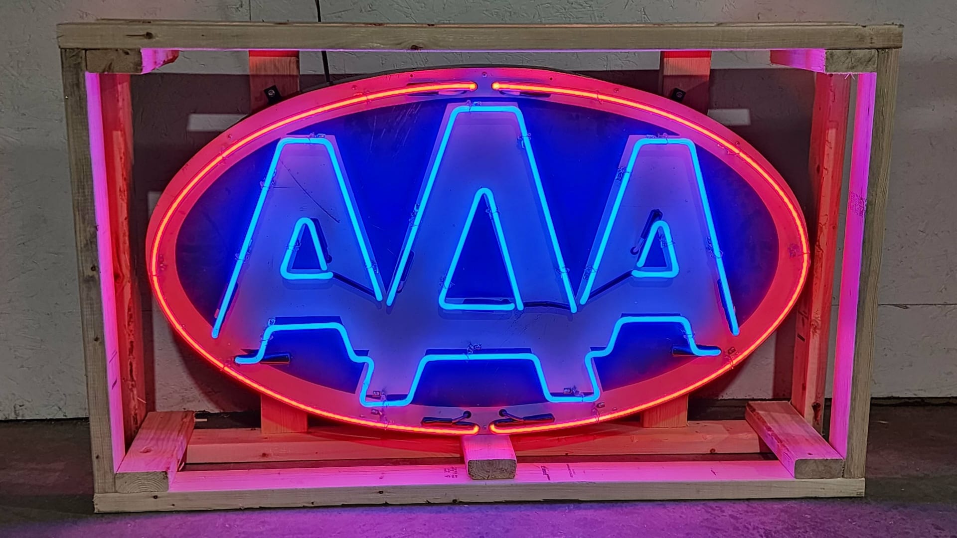 AAA Single-Sided Tin Neon Sign at Indy 2023 as M190 - Mecum Auctions
