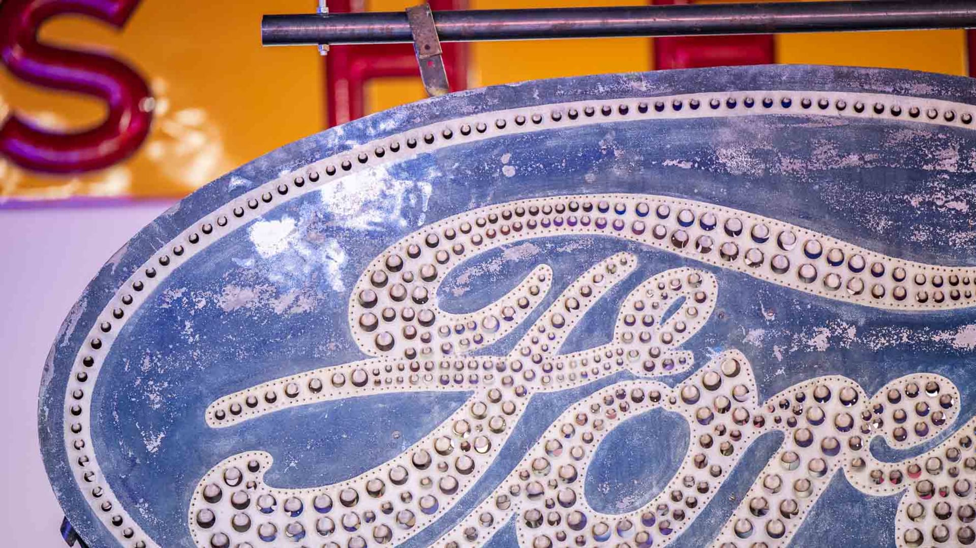 1900s Ford Double-Sided Punched Tin Smalt Dealership Sign at The World ...