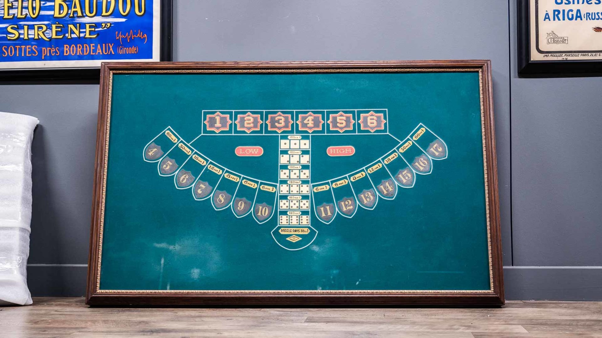 Grand Hazard Chuck-A-Luck Dice Game Framed Table Felt at The World’s ...