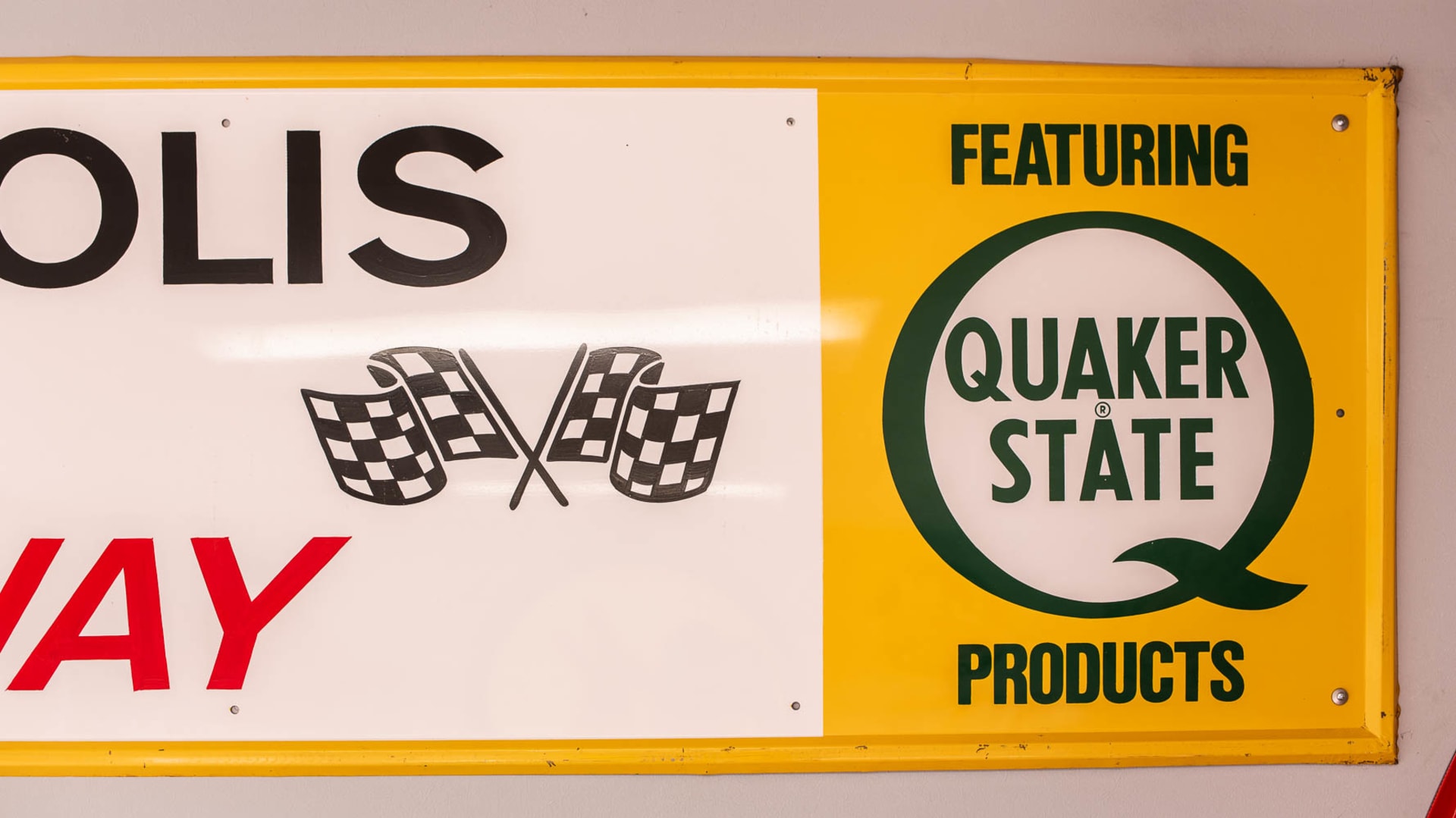 Quaker State Indianapolis 500 Speedway Single-Sided Tin Sign at The ...