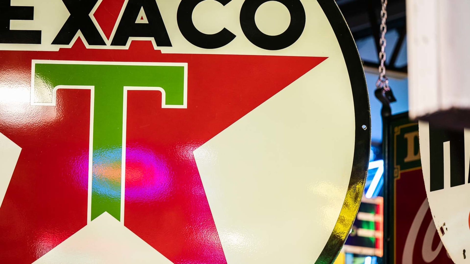 1959 Texaco Double-Sided Porcelain Sign at The World’s Largest Road Art ...