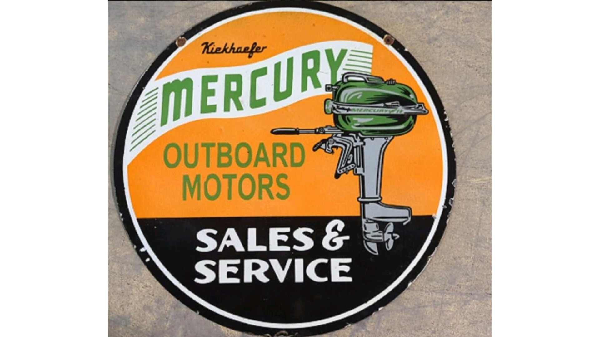 Mercury Outboard Motors Double-Sided Porcelain Sign at Indy 2023 as M43 ...