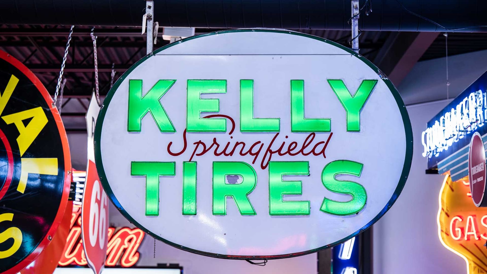 1940s Kelly Springfield Tires Double-Sided Porcelain Internally Lit ...