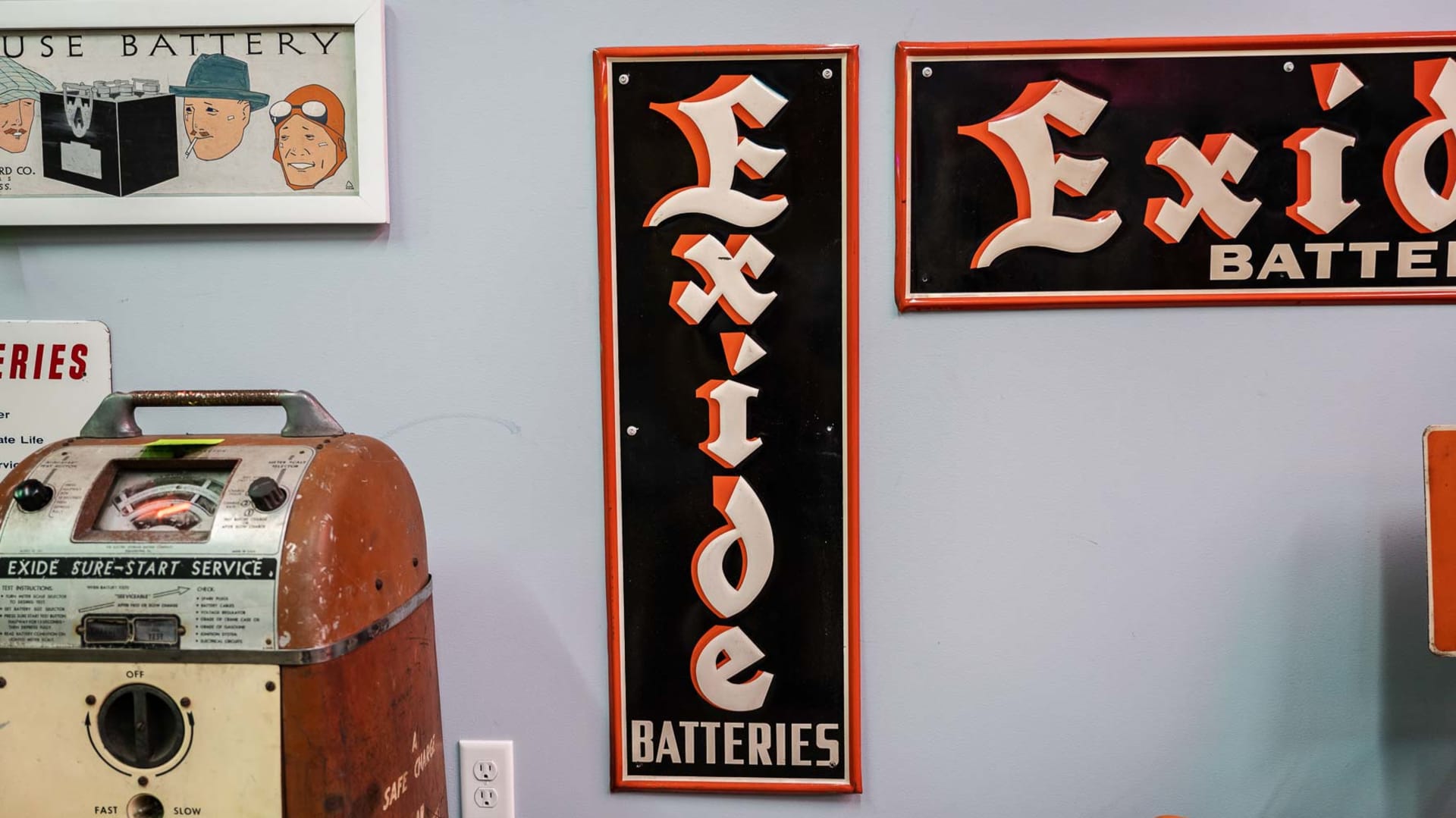1957 Exide Batteries Single-Sided Embossed Tin Sign at The World’s ...