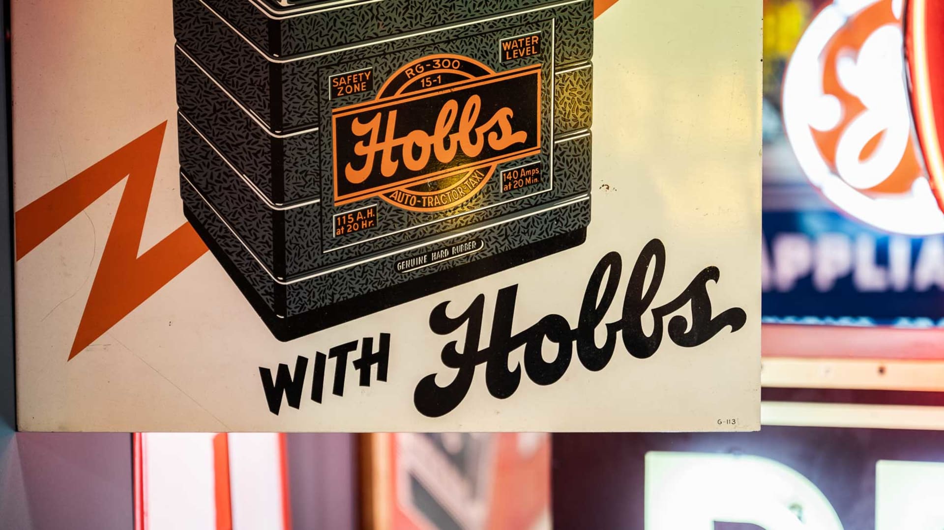 Hobbs Battery Tin Flange Sign at The World’s Largest Road Art Auction ...