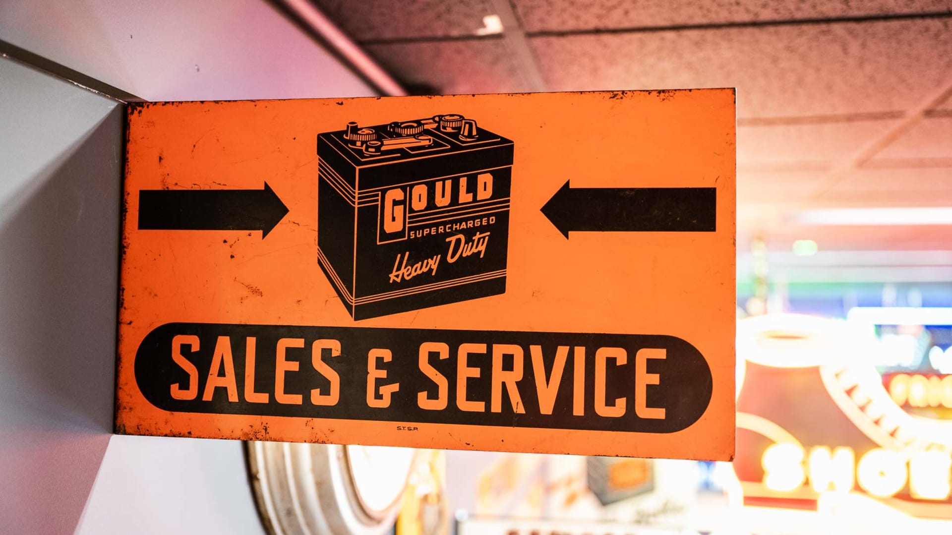 Gould Batteries Tin Flange Sign at The World’s Largest Road Art Auction ...