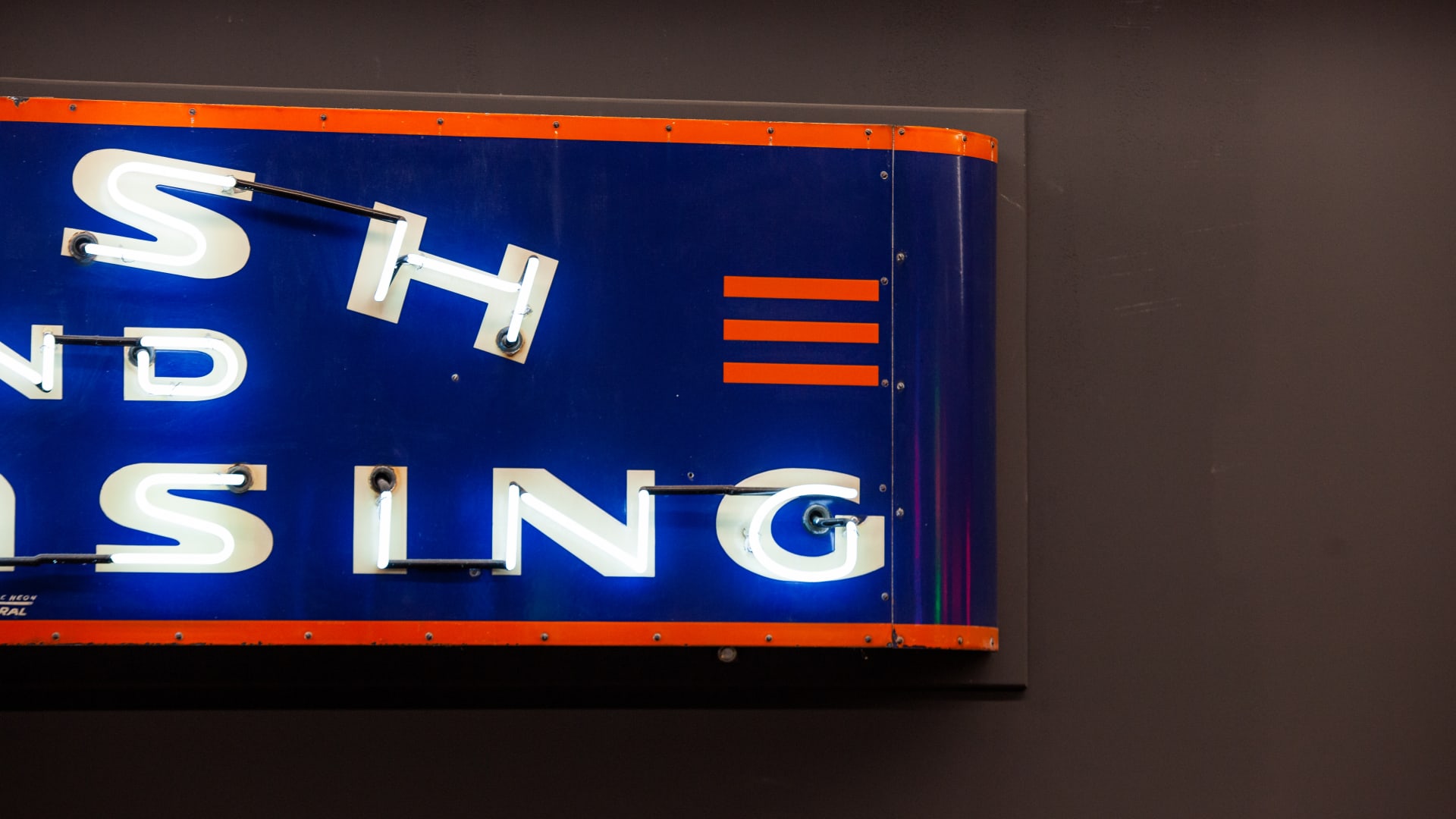 1940s-1950s Wash and Greasing Single-Sided Porcelain Neon Sign at The ...