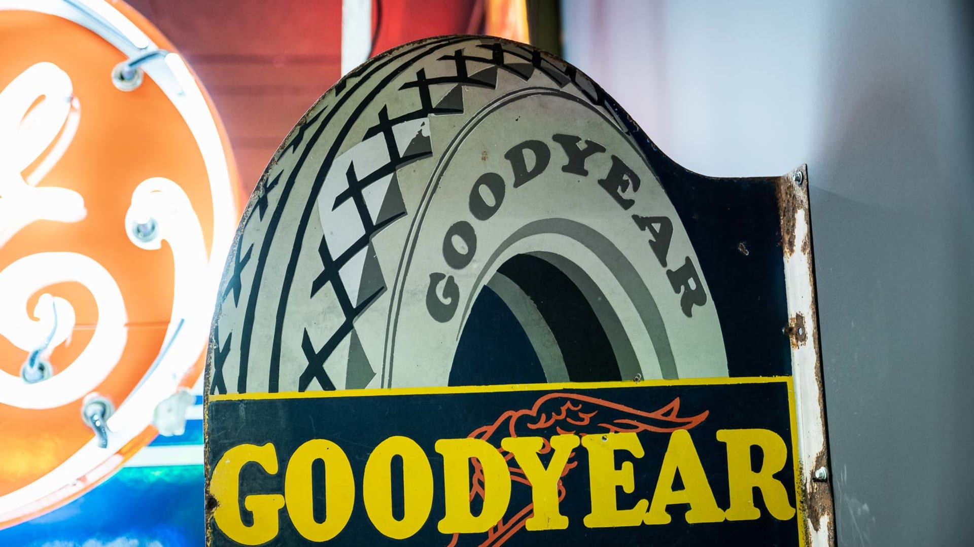 Goodyear Porcelain Flange Sign at The World’s Largest Road Art Auction ...