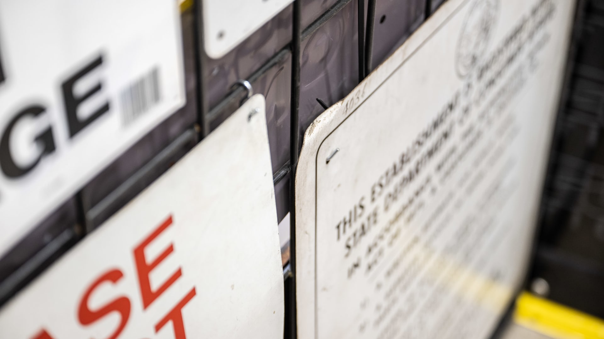 Notice and Caution Single-Sided Tin Signs at The World’s Largest Road ...