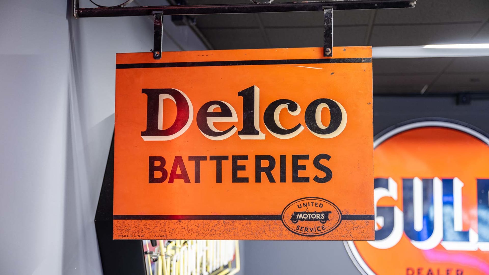1940s-1950s Delco Batteries Double-Sided Tin Sign at The World’s ...
