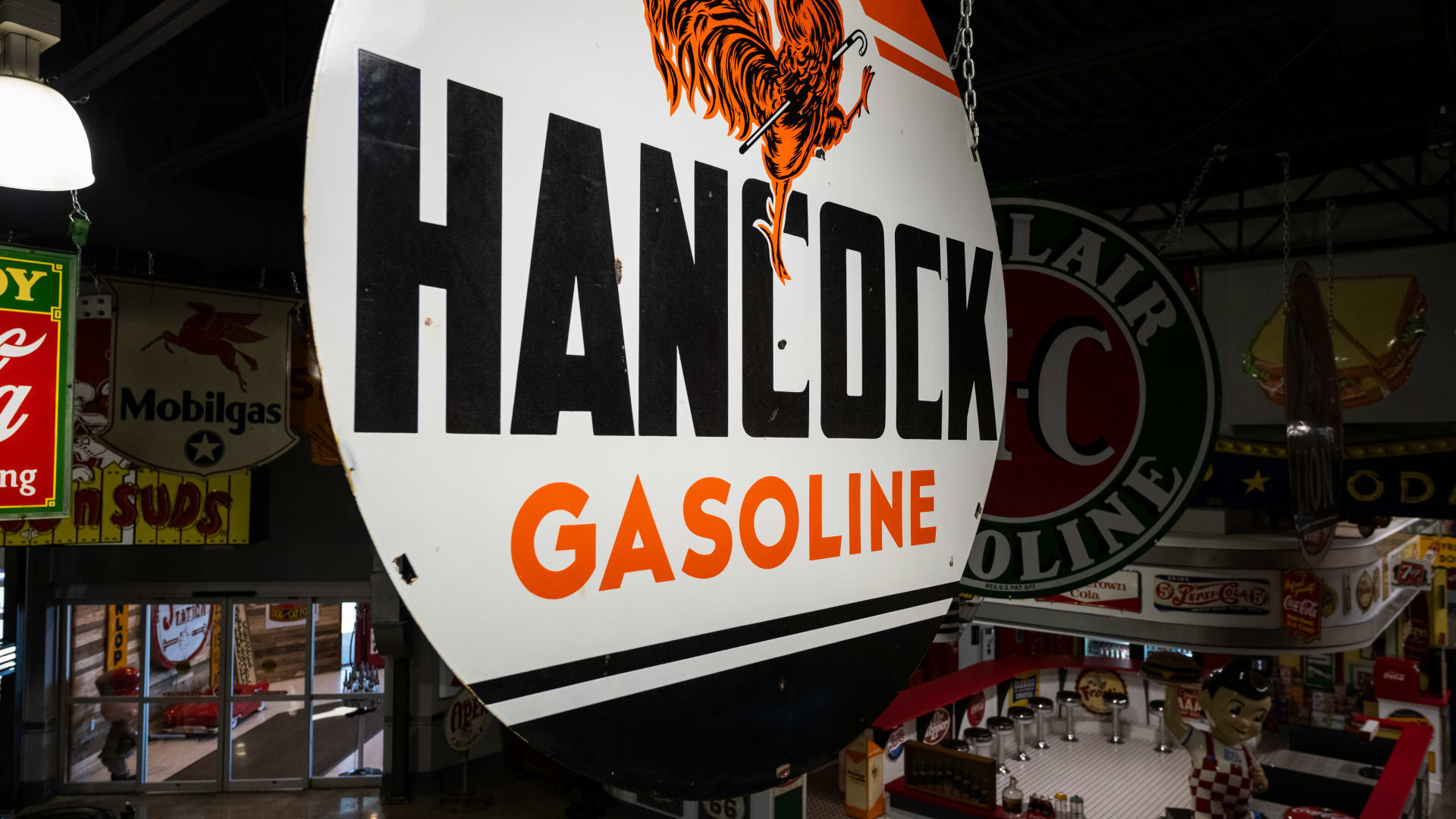 Hancock Gasoline Double-Sided Porcelain Sign at The World’s Largest ...