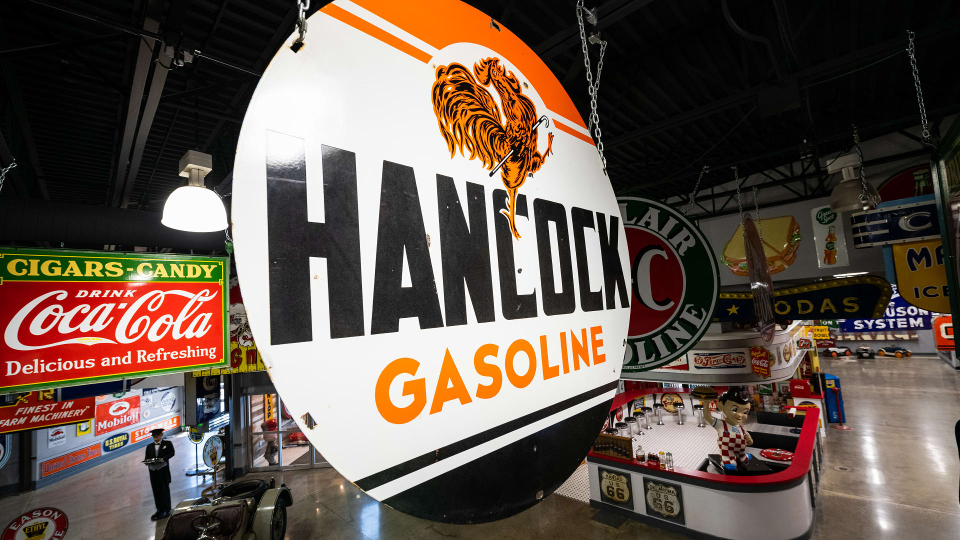 Hancock Gasoline Double-Sided Porcelain Sign at The World’s Largest ...