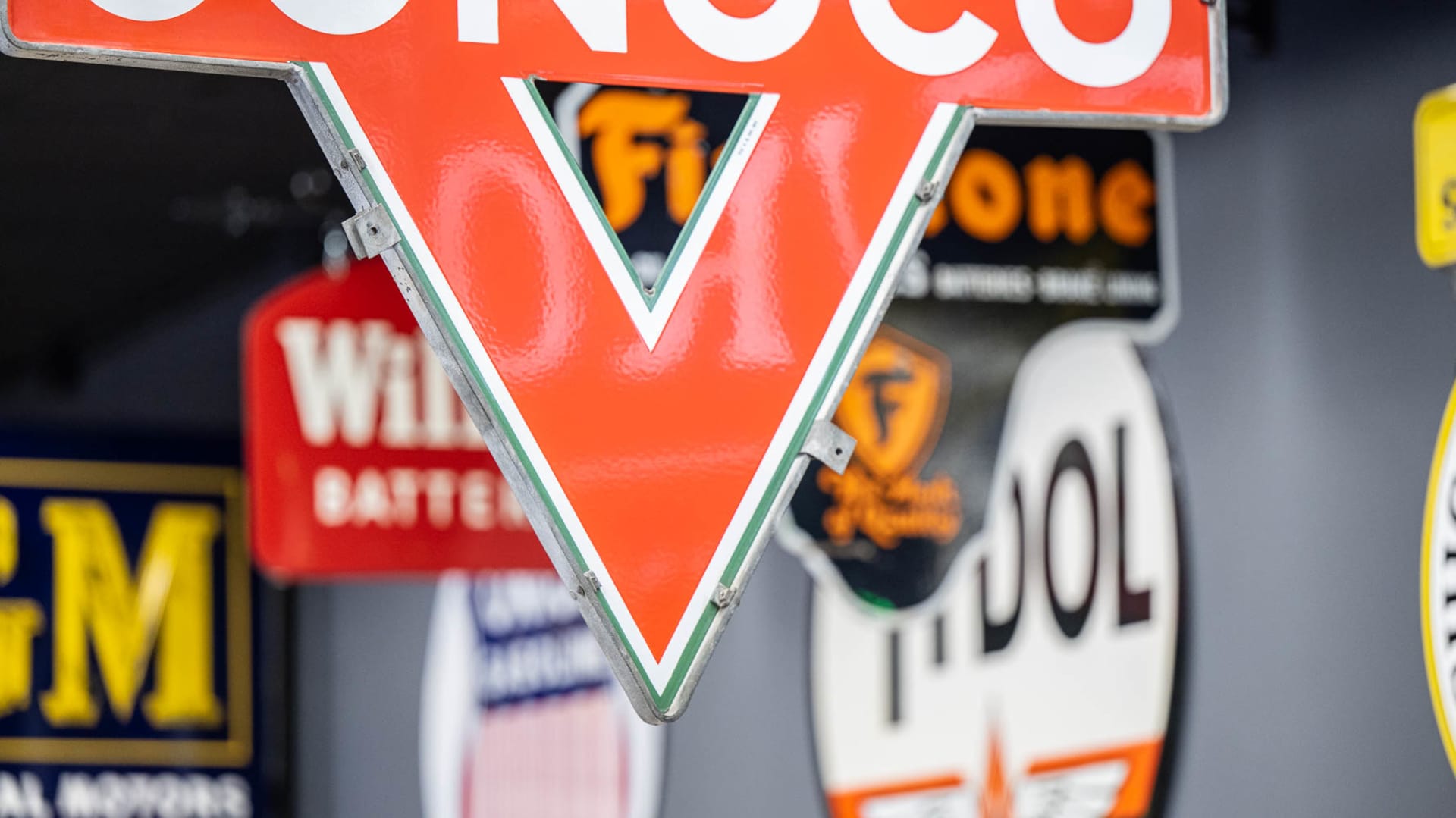Conoco Double-Sided Porcelain Hanging Sign at The World’s Largest Road Art Auction 2023 as F346 ...