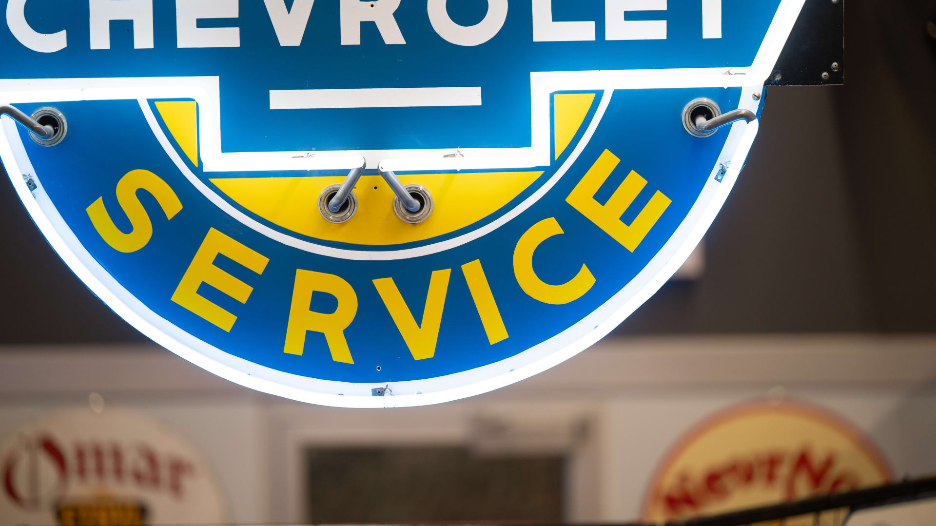 Chevrolet Sales Service Double-Sided Porcelain Hanging Neon Sign at The ...
