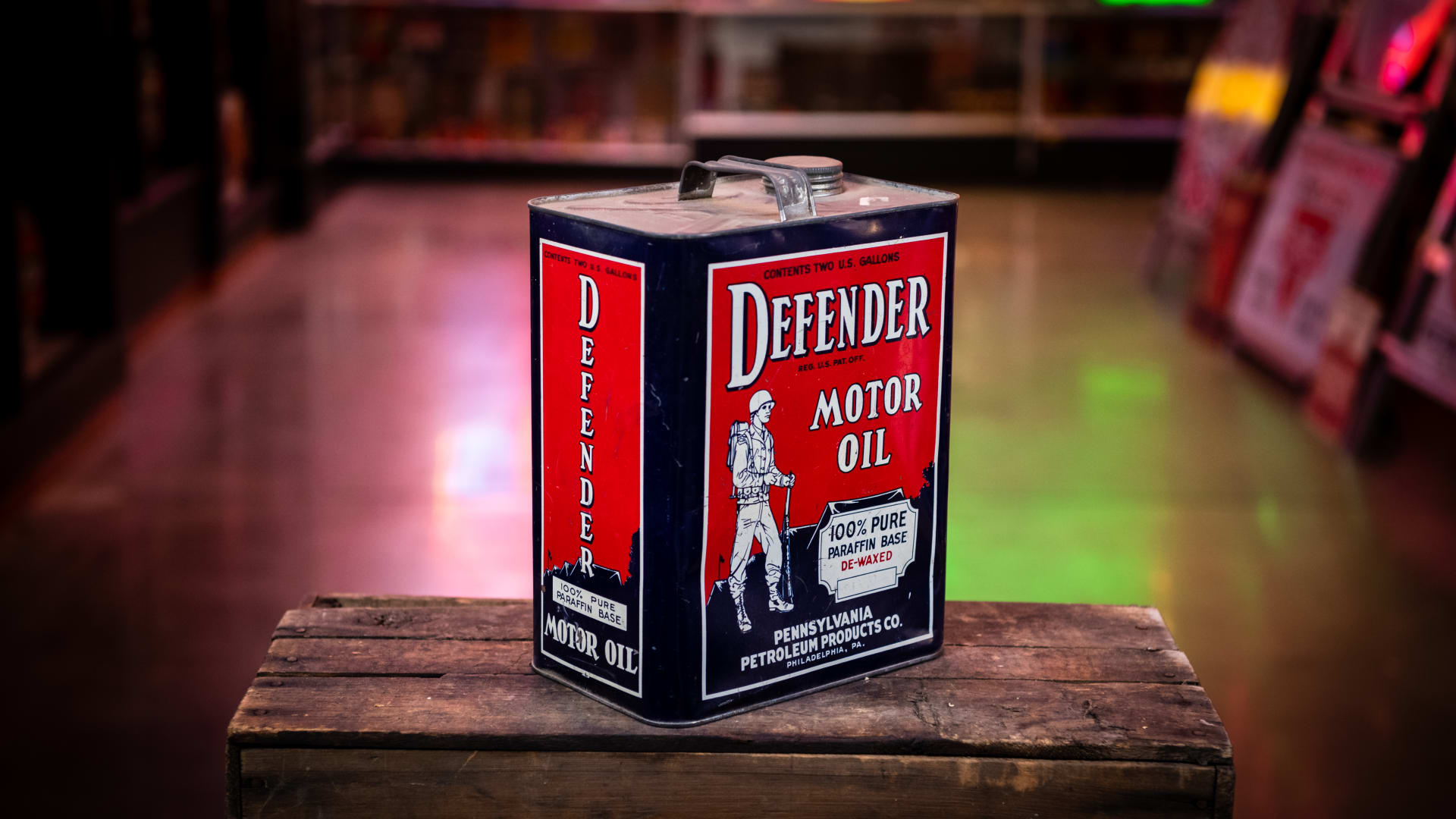 Defender Motor Oil 2-Gallon Oil Can at The World’s Largest Road Art ...