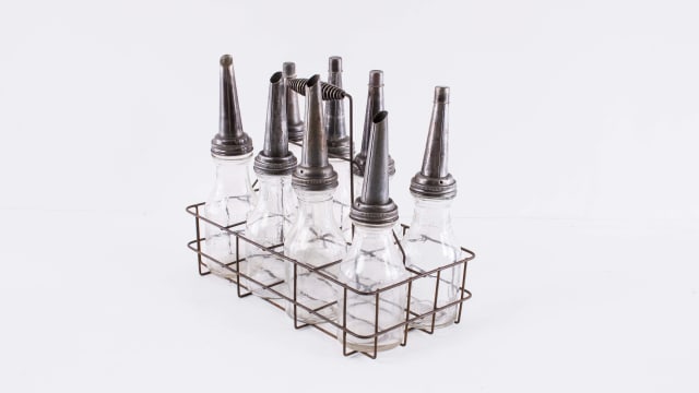 1930s Service Station Oil Bottles & Rack With Spout 19x16x10 at ...