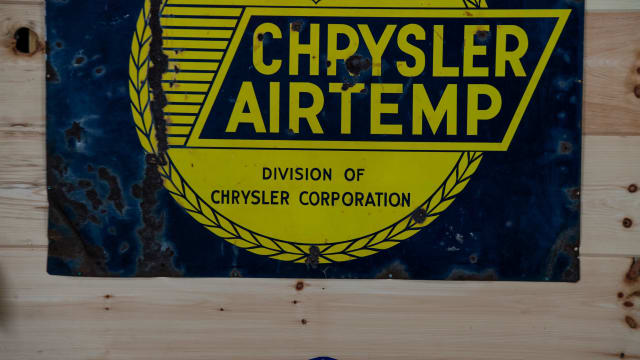 Chrysler Airtemp Double-Sided Porcelain Sign at Indy Road Art 2022 as ...