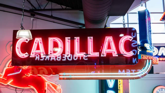 Cadillac Double-Sided Neon Sign at The World’s Largest Road Art Auction ...