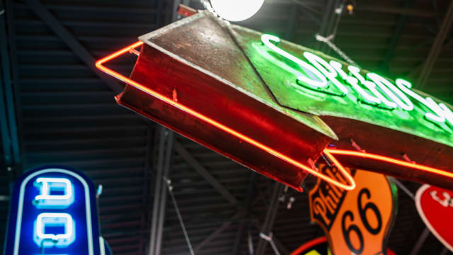 1940s Rocco and Cheater’s Speed Shop Double-Sided Tin Neon Sign at The ...