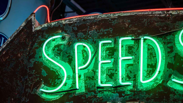 1940s Rocco and Cheater’s Speed Shop Double-Sided Tin Neon Sign at The ...