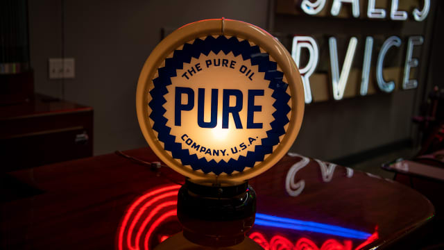 Pure Oil Gas Pump Globe at The World’s Largest Road Art Auction 2023 as ...