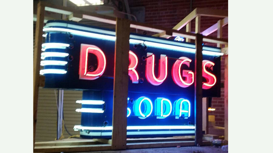 Drugs Soda Porcelain Neon Oringinal With Bull Nose 39x78 SSPN at Indy ...