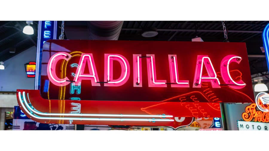 Cadillac Double-Sided Neon Sign at The World’s Largest Road Art Auction ...