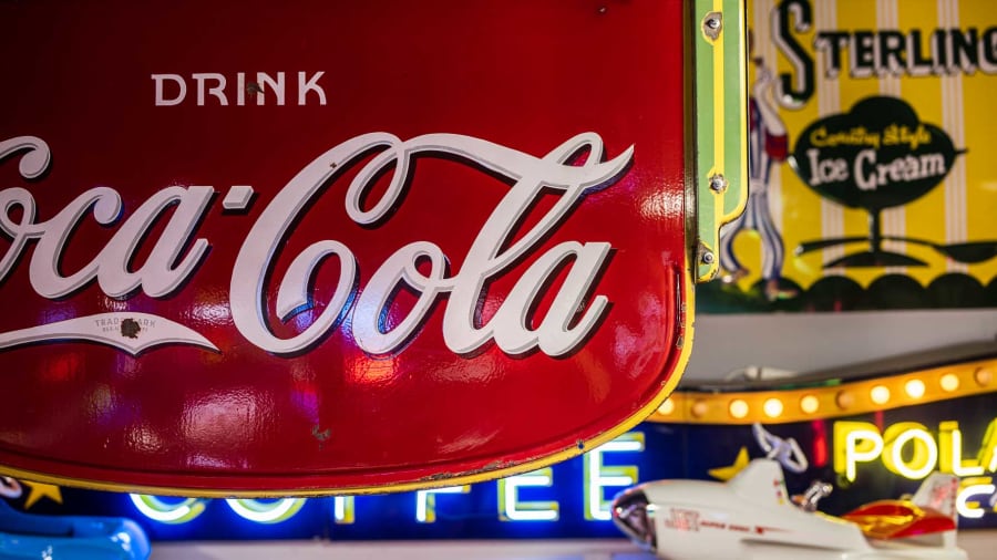 1935 Coca-Cola Double-Sided Porcelain Sign at The World’s Largest Road ...
