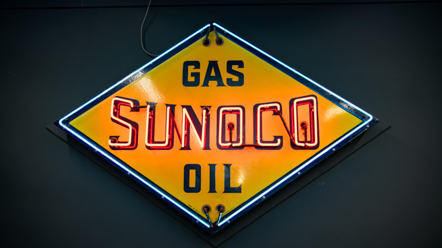 1940s Sunoco Gas & Oil Single-Sided Porcelain Neon Sign at The World’s ...