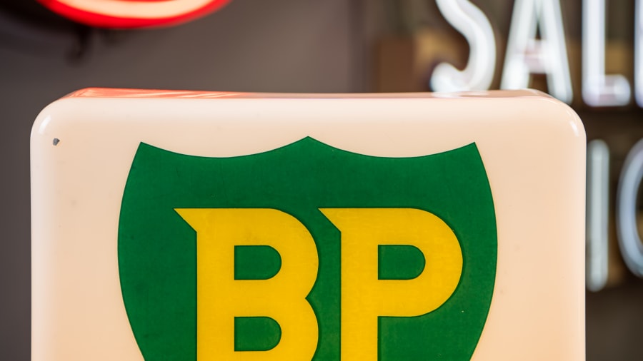 BP Super Gas Pump Globe at The World’s Largest Road Art Auction 2023 as ...