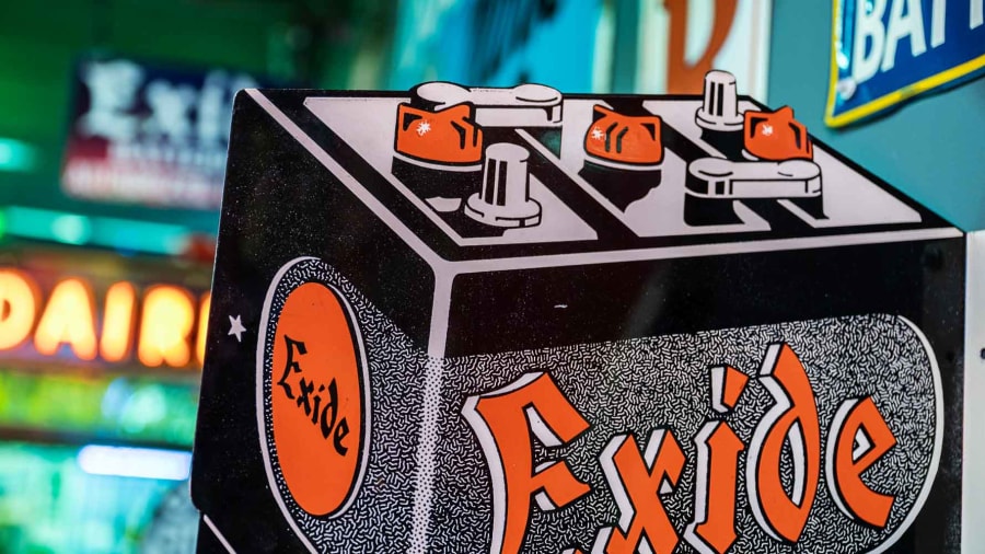 Exide Battery Tin Flange Sign at The World’s Largest Road Art Auction ...