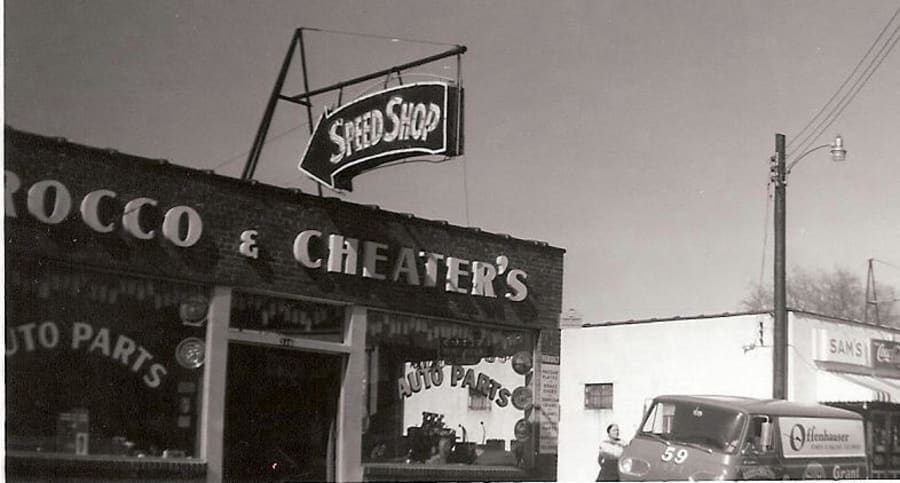 1940s Rocco and Cheater’s Speed Shop Double-Sided Tin Neon Sign at The ...