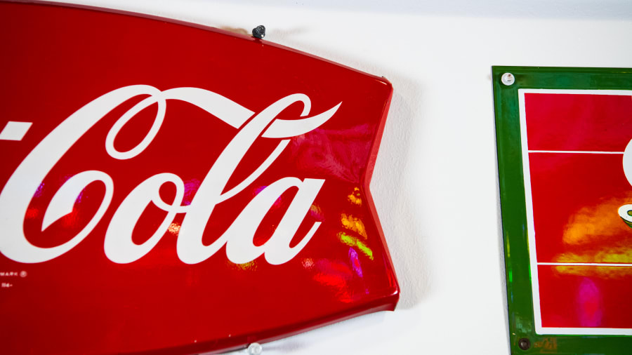 1950s Coca-Cola Single-Sided Porcelain Fishtail Sign at The World’s ...