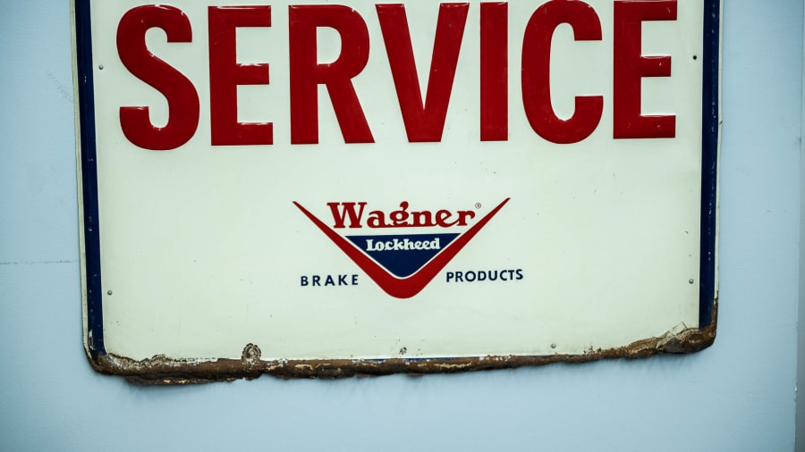 1940s-1950s Wagner Lockheed Brake Service Single-Sided Embossed Tin ...