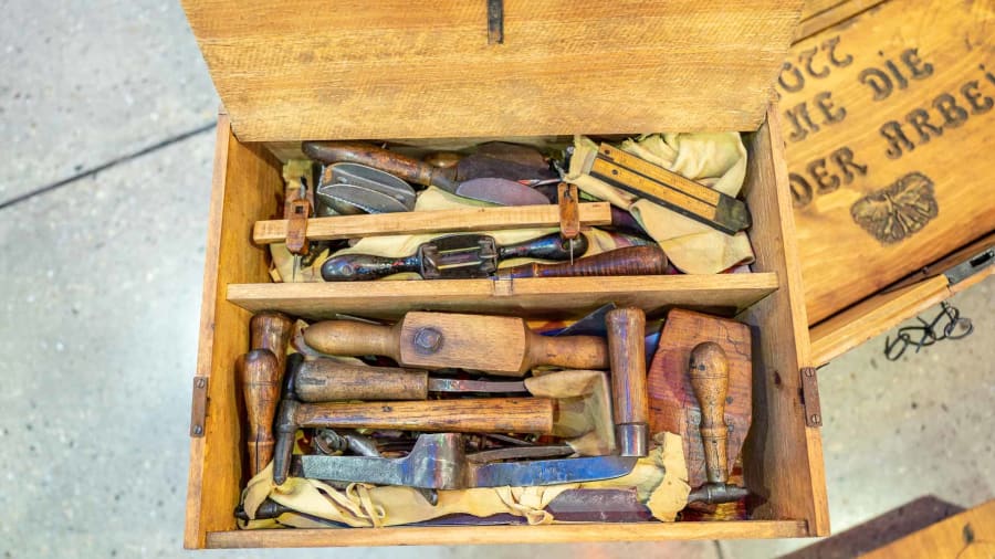 1850s German Immigrant Shipright Tool Trunk & Woodworking Hand Tools at ...