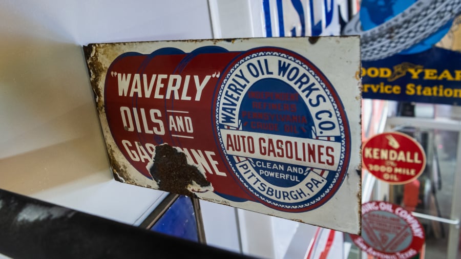 Early 1900s "Waverly" Oils and Gasoline Porcelain Flange Sign at The ...