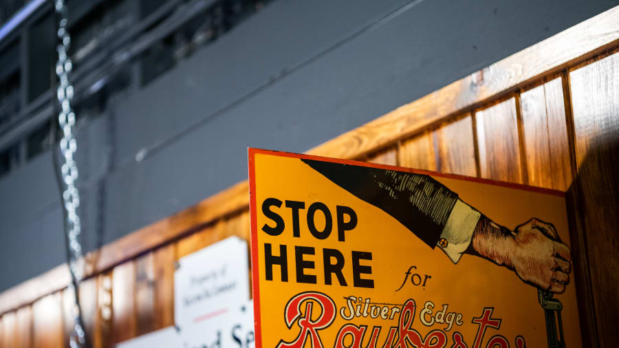 Raybestos Tin Flange Sign at The World’s Largest Road Art Auction 2023 ...