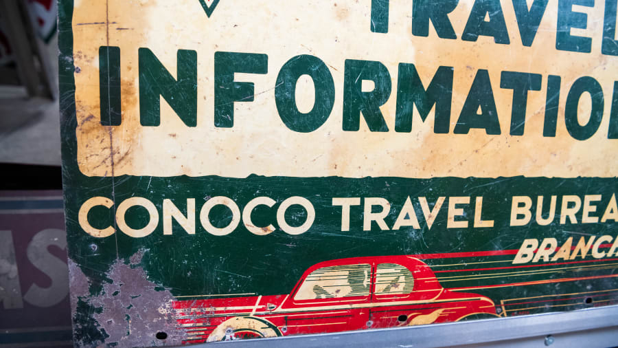 Conoco Travel Bureau Branch Double-Sided Tin Sign at The World’s ...