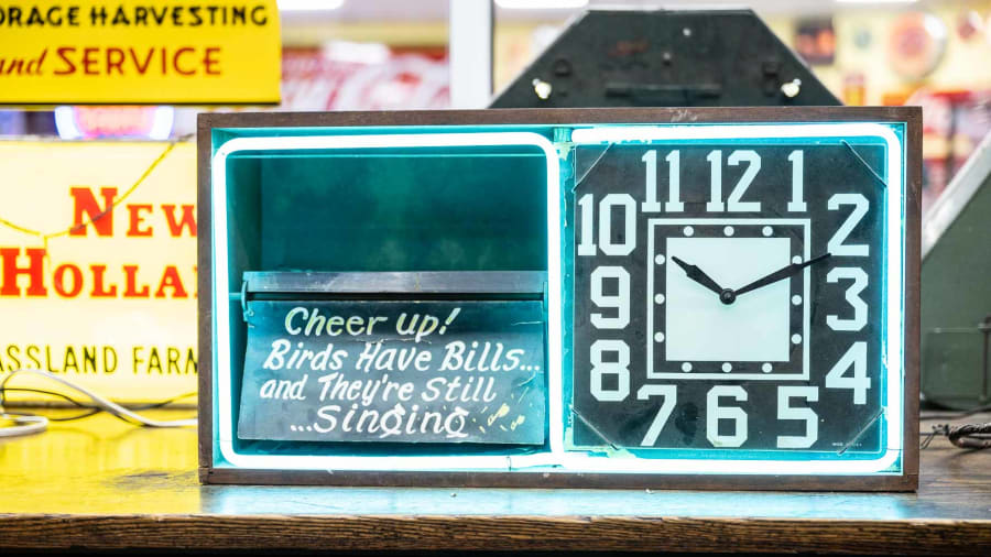 Action Neon Advertising Clock at The World’s Largest Road Art Auction ...