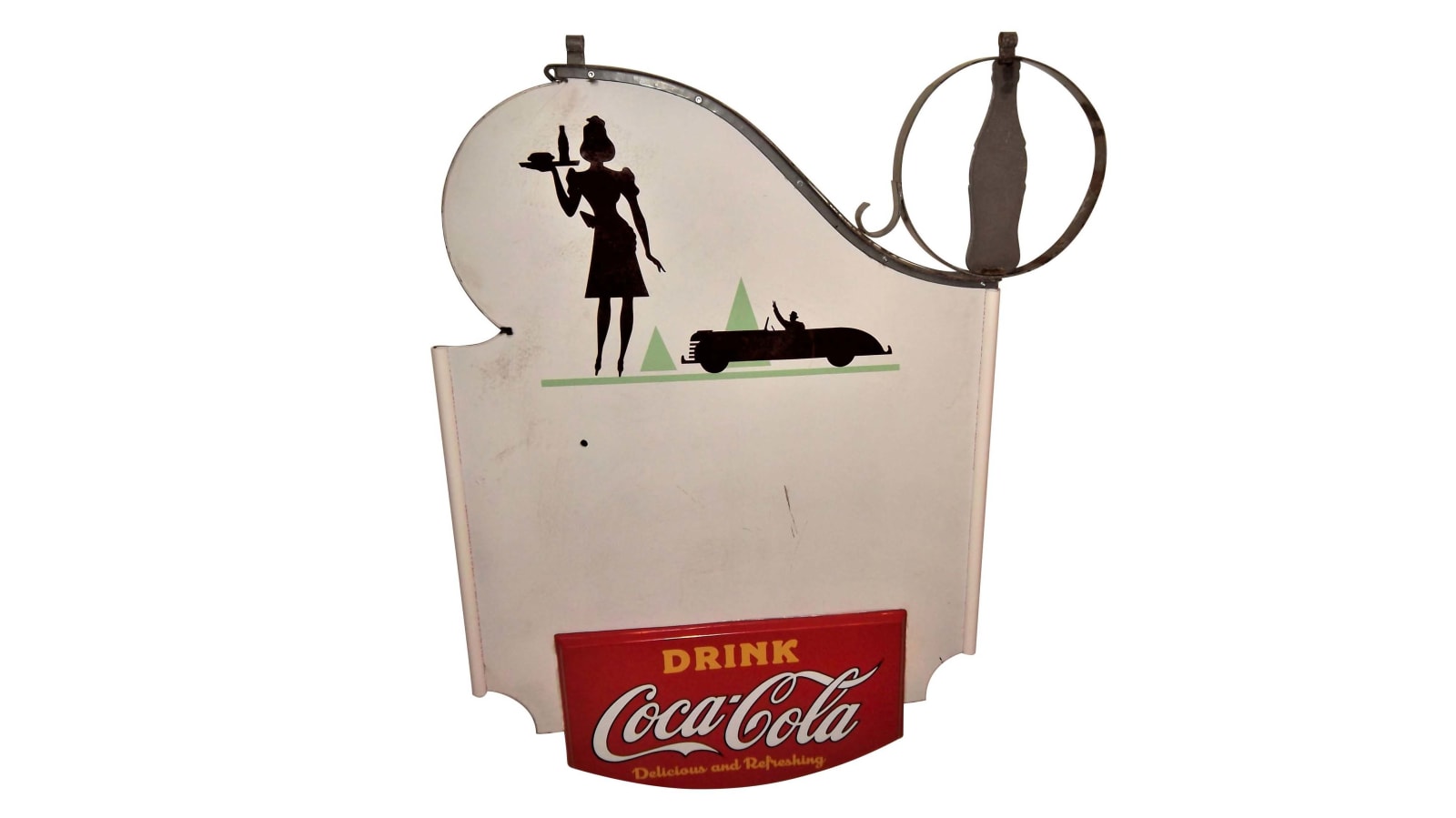 Coca-Cola Double-Sided Porcelain Curb Service Sign 42x54x2 at ...