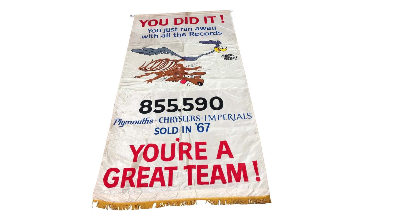 Plymouth Road Runner Flag Banner With Gold Fringe 48x96 at Indy Road ...