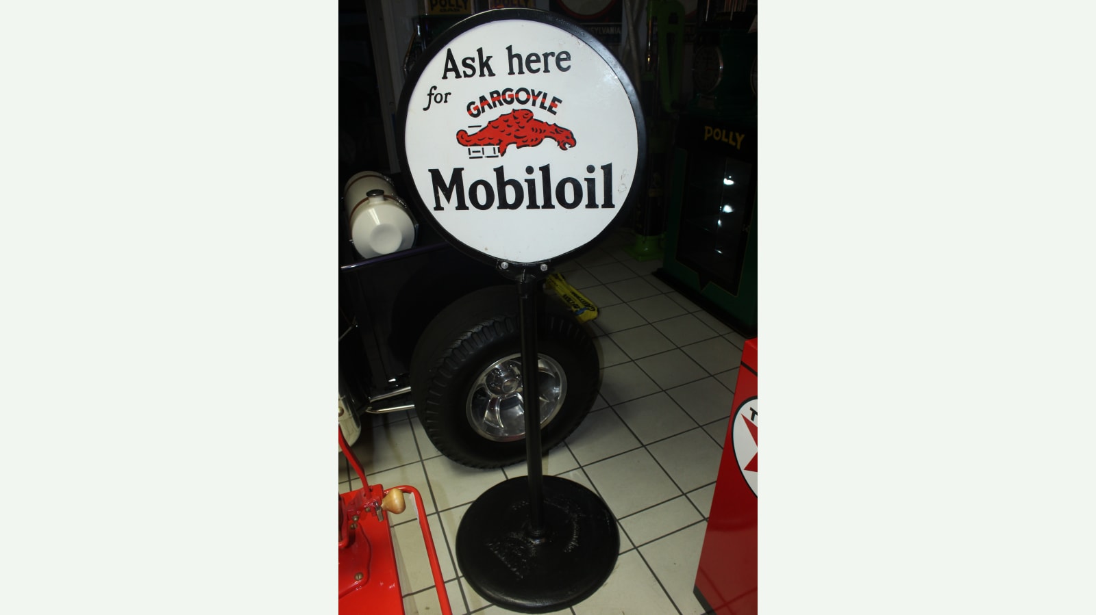 1930's Original Gargoyle Mobiloil DSP Curb Sign 24x66x24 at Anaheim ...